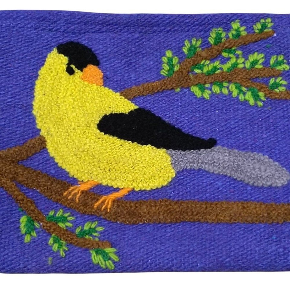 NWT Jenny Krauss Yellow Gold finch Bird 100% Wool Travel Cosmetic Pouch ...