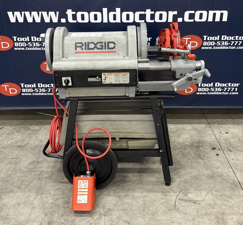Ridgid 1224 1/2”-4” Pipe Threader on Stand 2 Die Heads 711 714 GREAT ...