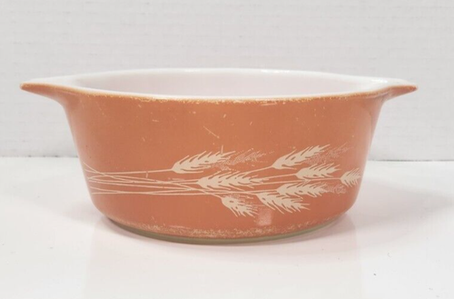 Pyrex Vintage 472-B Autumn Harvest Wheat Orange 750 ML Casserole Dish ...