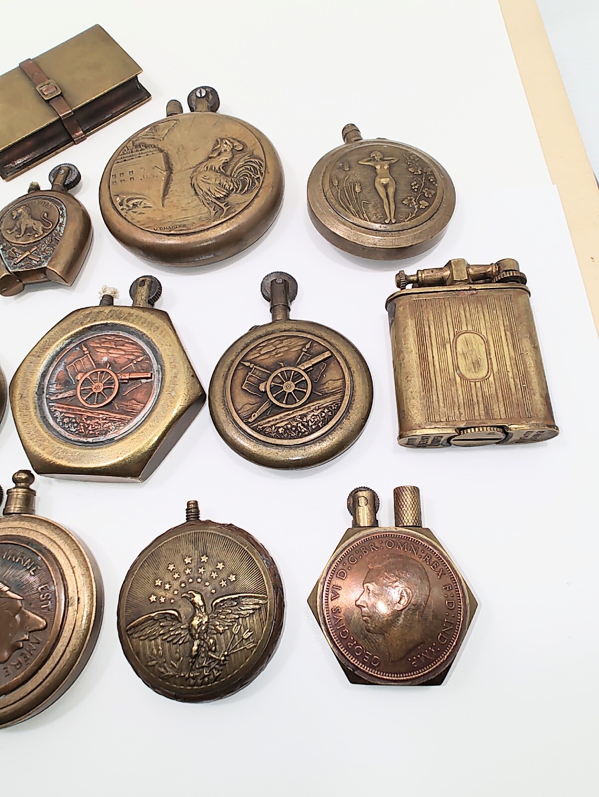 Nice Antique WWI Trench Art Lighter Collection 14 Pieces Mostly French ...