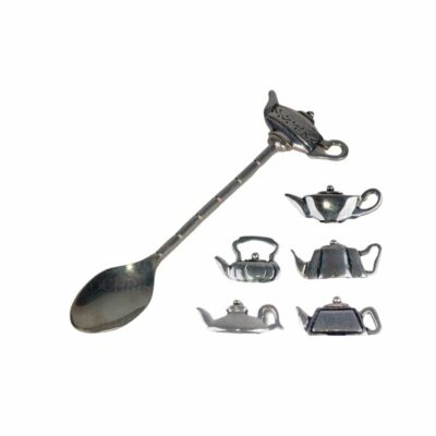 Set of 6 Teaspoons with Teapot on Handle Coffee Spoon Cutlery Silver ...