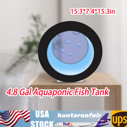 4.8 Gallon Aquarium Kit Fish Jellyfish Tank 18L Aquaponic Fish Tank ...