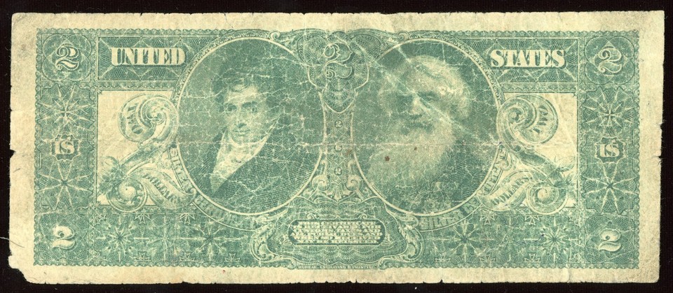 1896 $2 Dollar Educational Note Silver Certificate FR.247 Nicely ...