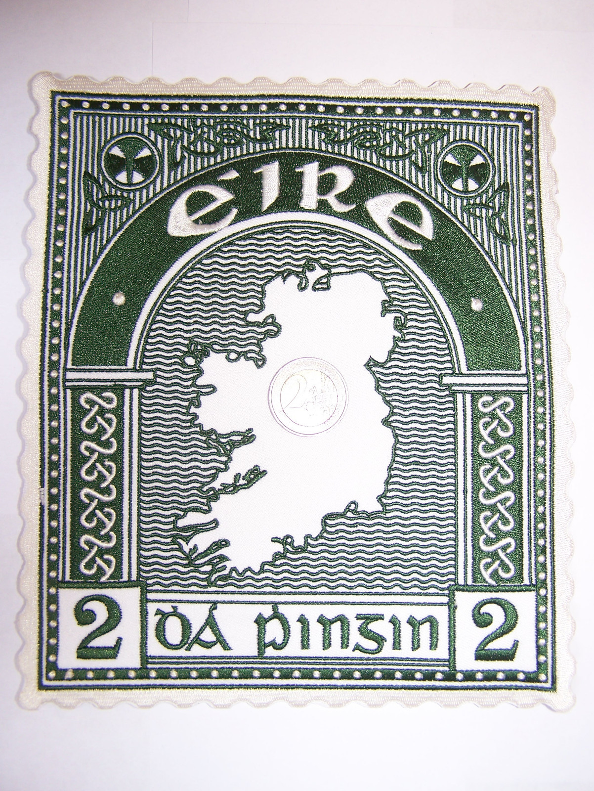 Ireland 1922 2d Map Embroidered Postage Stamp Gift Rare Unique Piece ...