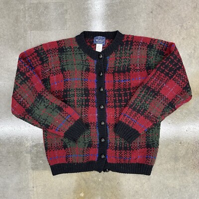 Vintage Woolrich Woman Wool Plaid Cardigan Sweater Size Medium | eBay