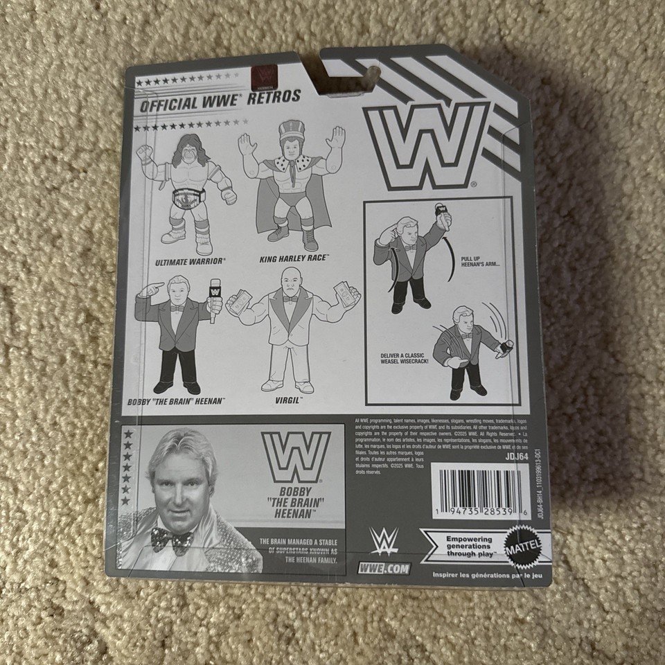 NEW/MOC Bobby The Brain Heenan w/ Mic Mattel Hasbro WWE WWF Retros ...