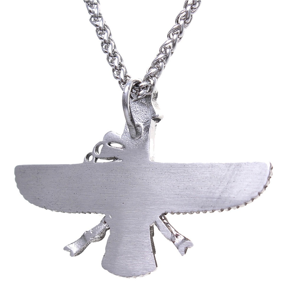 Large Engraved Gold Pt Persian Farvahar Necklace Chain Persia Farohar ...