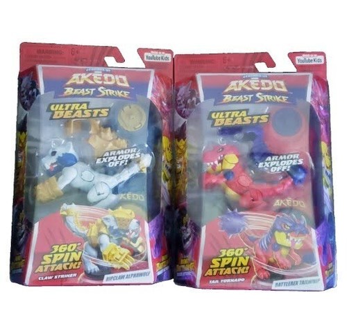 Akedo Beast Strike Ultra Beasts Battlerex Tailwhip & Ripclaw Alphawolf ...