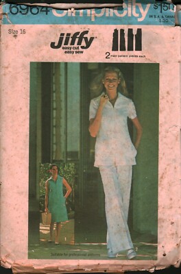 6964 Vintage Simplicity SEWING Pattern Misses Jiffy Dress Top Pants ...