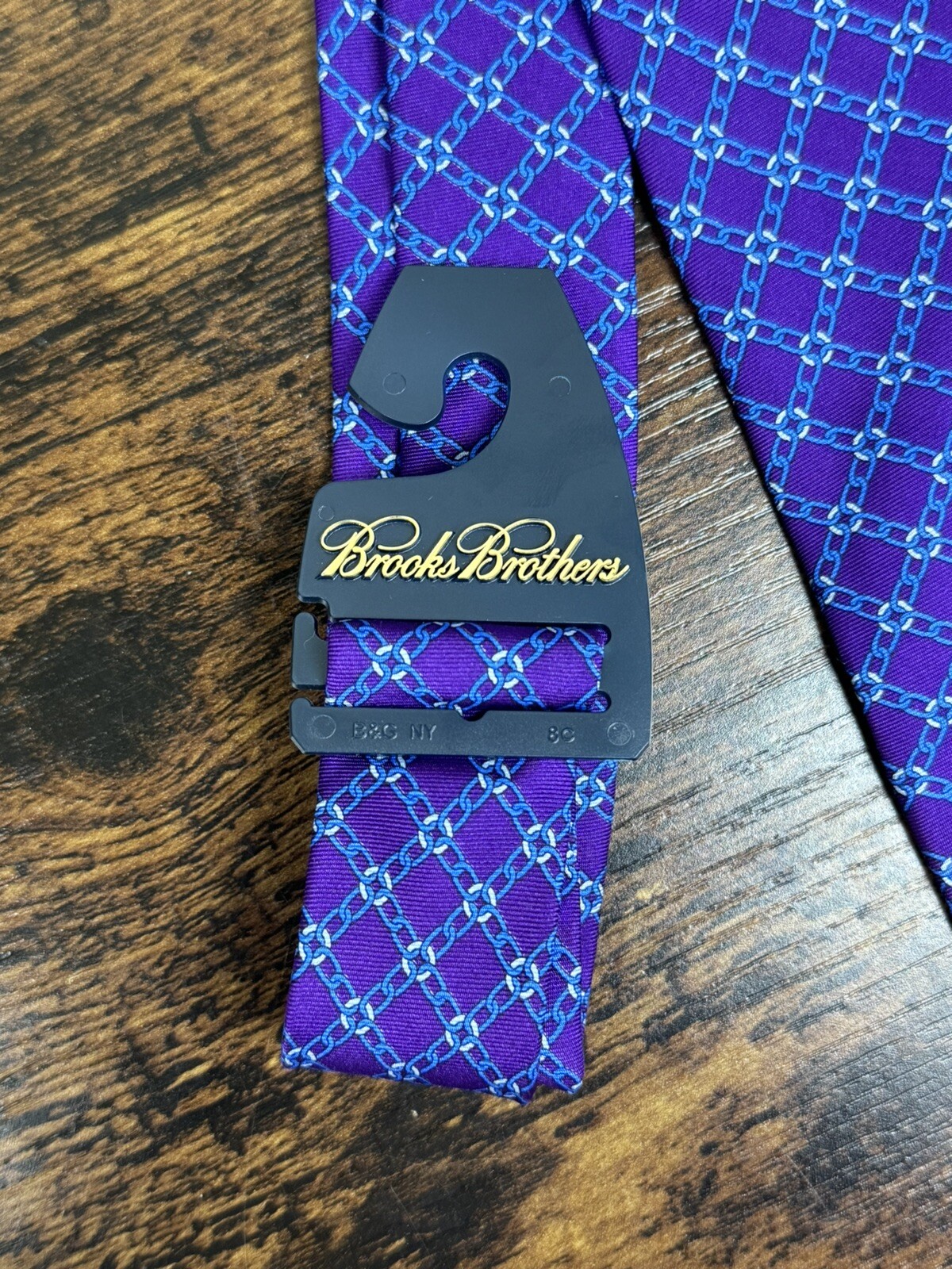 Brooks Brothers Royal Purple W/ Blue Chain Link Tie 100% Silk Men's ...
