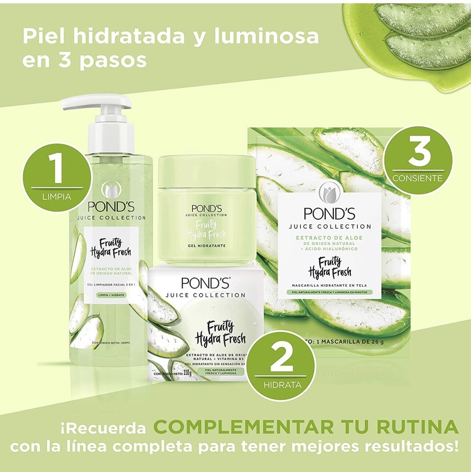 PONDS FRUITY HYDRA FRESH ALOE VERA/GEL+LIMPIADOR+MASCARILLA/HYDRATING ...
