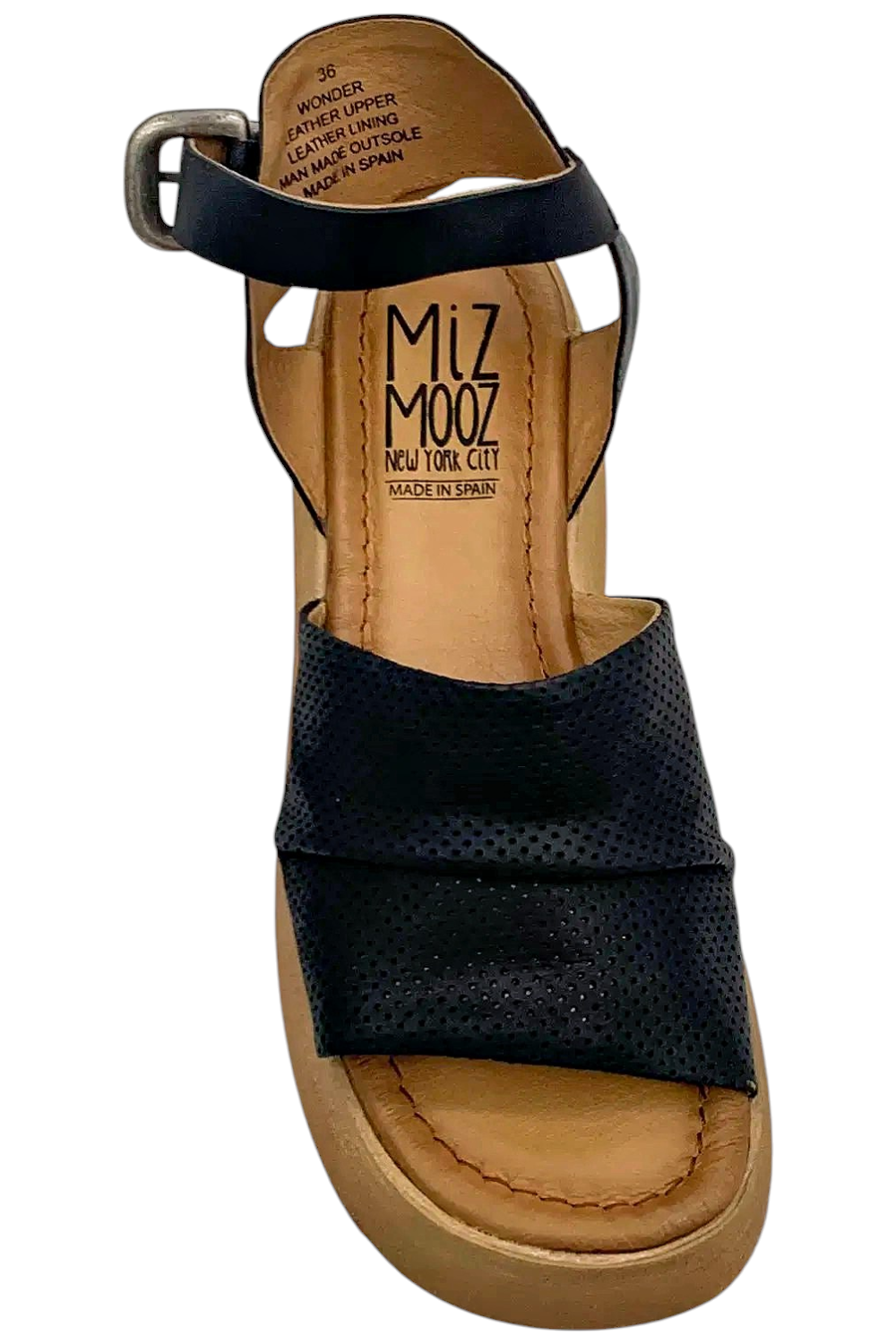 Miz Mooz Leather Platform Sandals Wonder Black | eBay