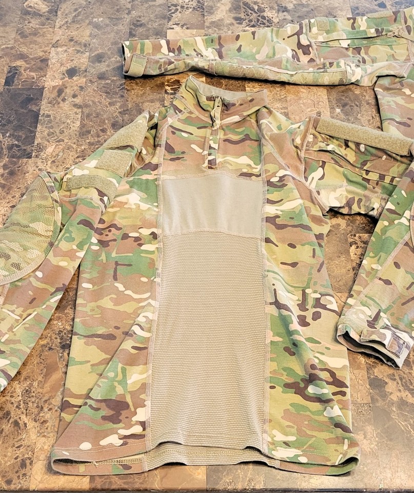 US Army Combat Shirts 1/4 Zipper, Reinforced/Padded Elbows x2 Size: XS ...