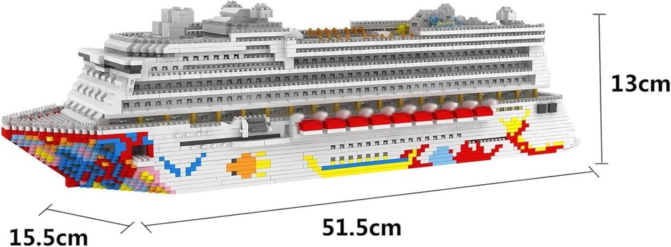 Cruise Ship Building Blocks Set, MOC Boat Dream Cruise Model Bricks ...