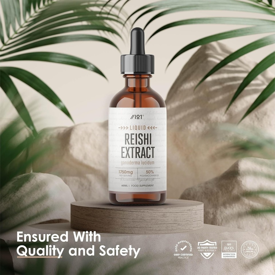 Reishi Mushroom Extract 1750mg per Serving 60ml Liquid Drops High ...