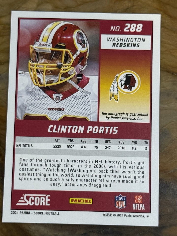 2024 Panini Score Clinton Portis Auto 🔥 #288 Signatures Redskins ...
