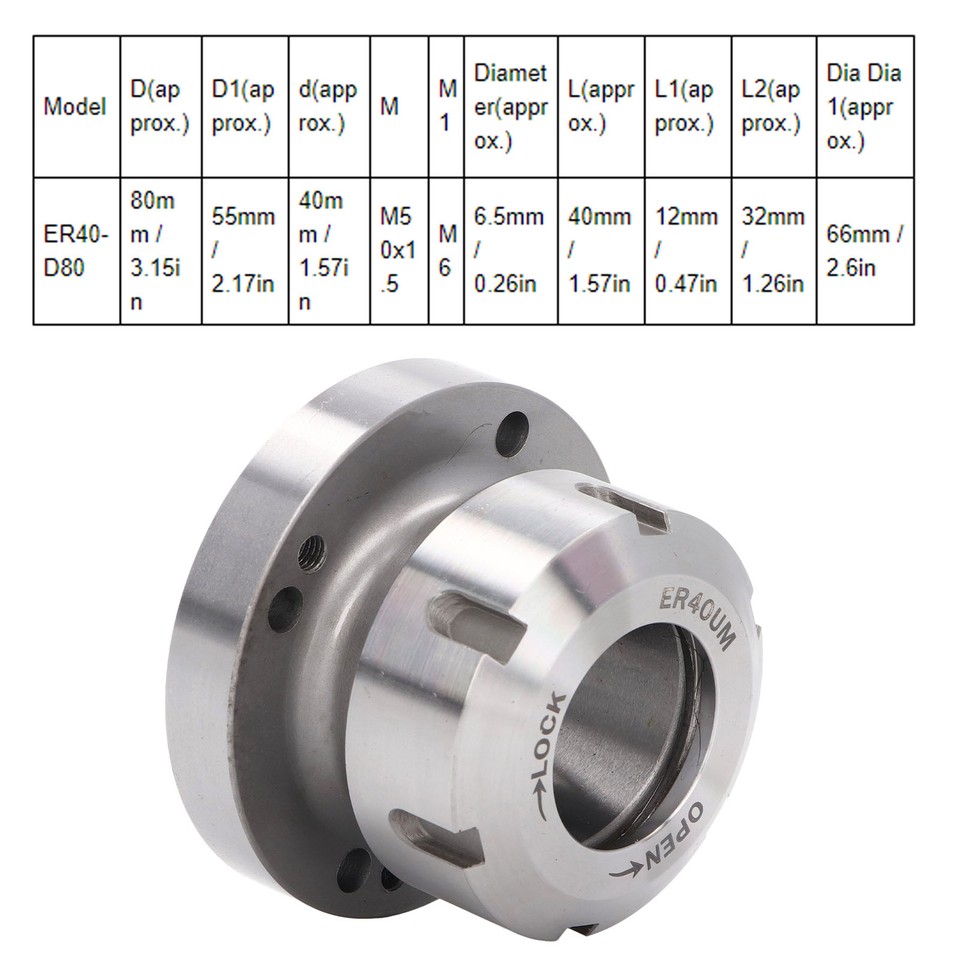 Clamping Collet Chuck ER40 Collet Chuck 80mm Diameter For CNC Milling ...