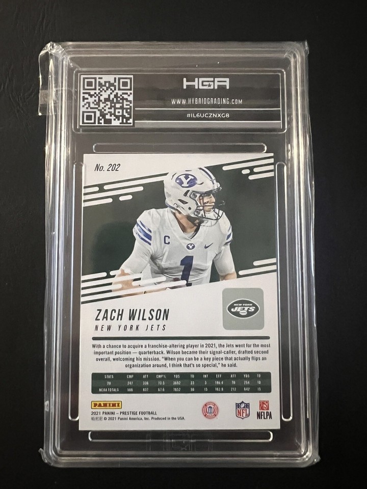 2021 Panini Prestige Football Zach Wilson Xtra Points Diamond RC HGA 9. ...
