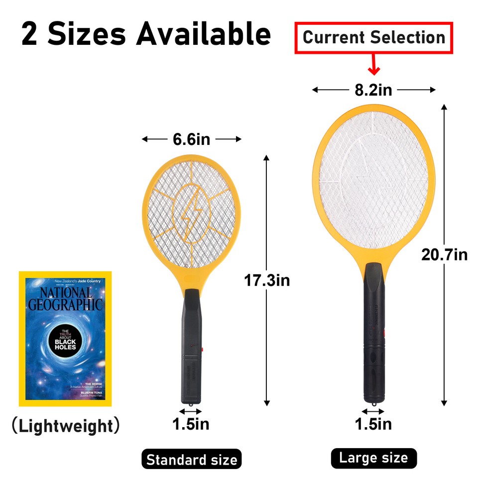 2Pc 3000V Electric Mosquito Fly Swatter Handheld Zapper Racket Bug ...