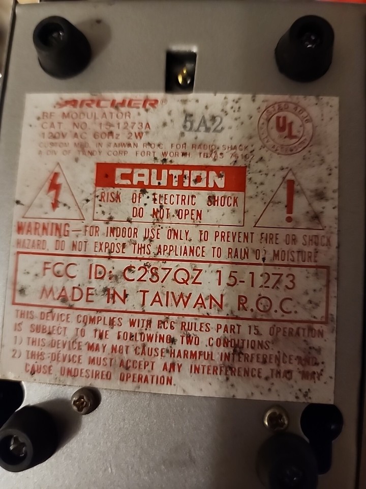 ARCHER RF Modulator 15-1273A Coaxial Cable to RCA Jack Converter Video ...