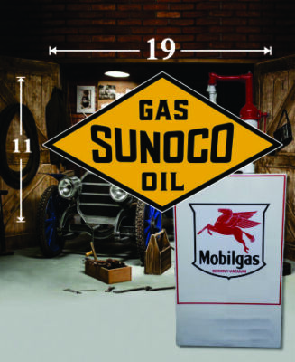 19" x 11" Vintage SUNOCO Shield Gas Vinyl Decal Lubester Oil Pump Can ...