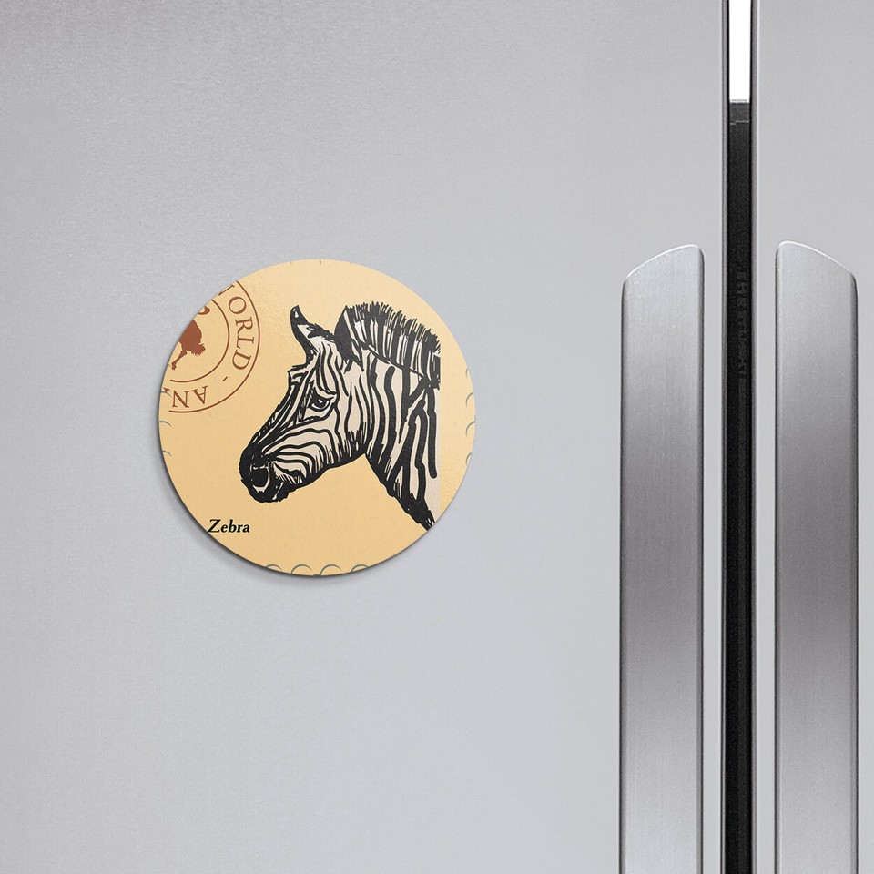 Zebra Post Stamp Animal | 4'' X 4'' Round Decorative Magnet | eBay