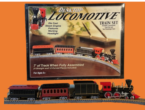 Feldstein Desktop Locomotive 4-Unit Train Set Battery Operated w/Oval ...