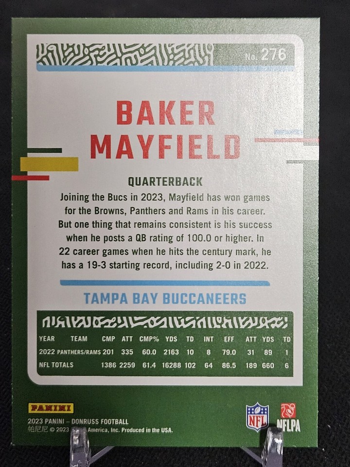 2023 Panini Donruss #276 Baker Mayfield Yellow Press Proof Buccaneers ...