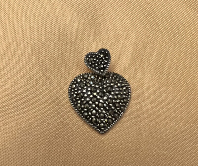 925 Sterling Silver - Marcasite Heart Pendant | eBay