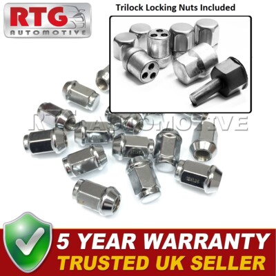 12x Nuts + 4x Trilock Locking Nuts For Ford Fiesta Mk7 2008 On (Alloy ...