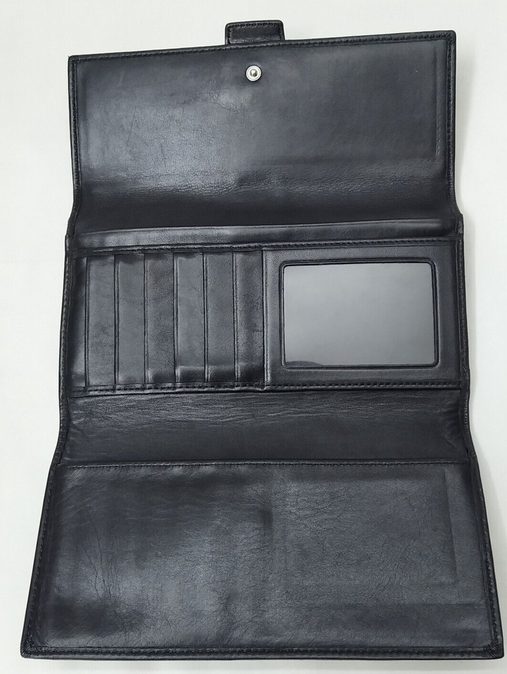 Coach Signature Black Canvas Buckle Credit Card ID Window Trifold ...