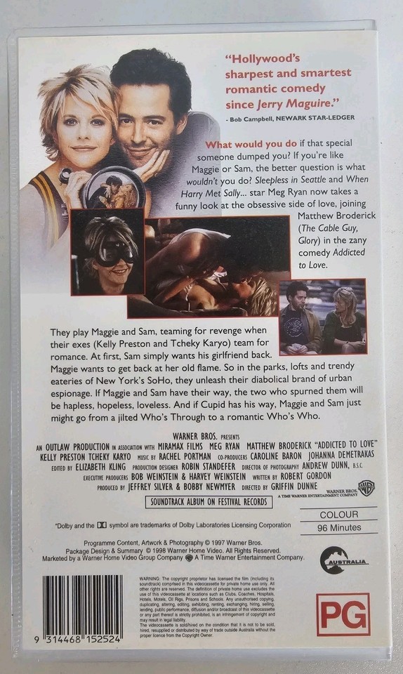 Addicted to Love Meg Ryan Matthew Broderick VHS Video Movie PG 1997 ...