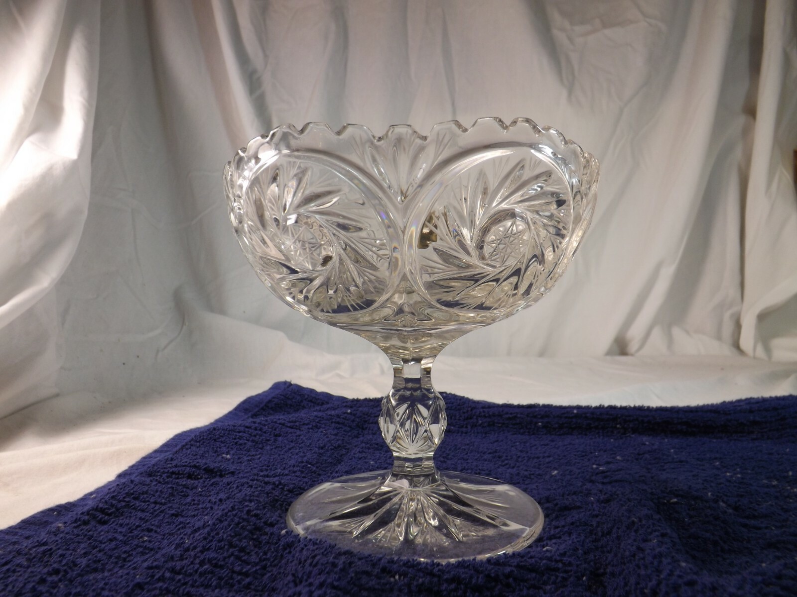 Vintage Avitra Hand Cut Crystal Pinwheel w/ Star Scalloped Rim 6" Bowl ...