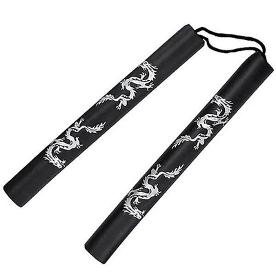 Ninja Nunchucks - Black/Silver - Foam - Costume Accessory - Weapon Prop ...