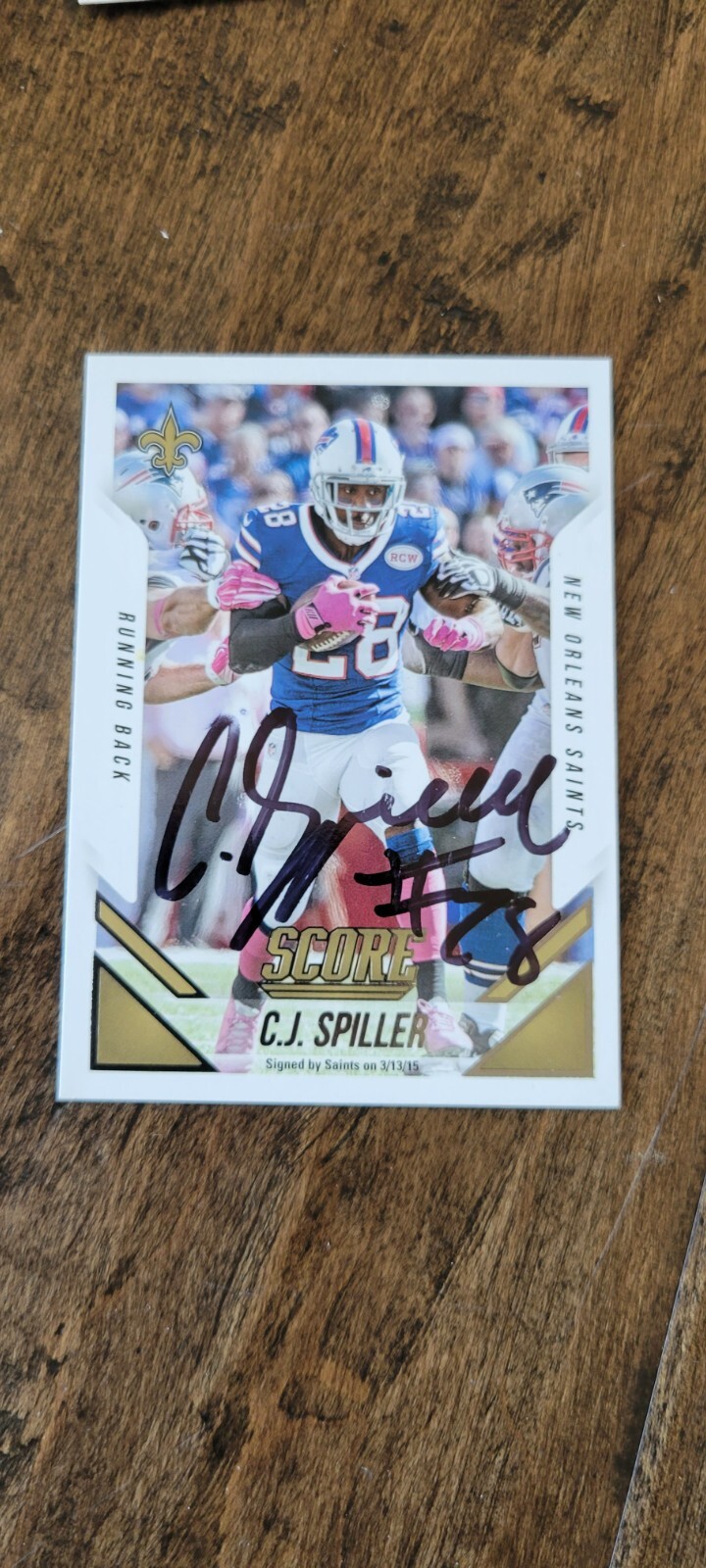 2015 SCORE PANINI SIGNED CARD CJ SPILLER SAINTS BILLS SEAHAWKS JETS ...