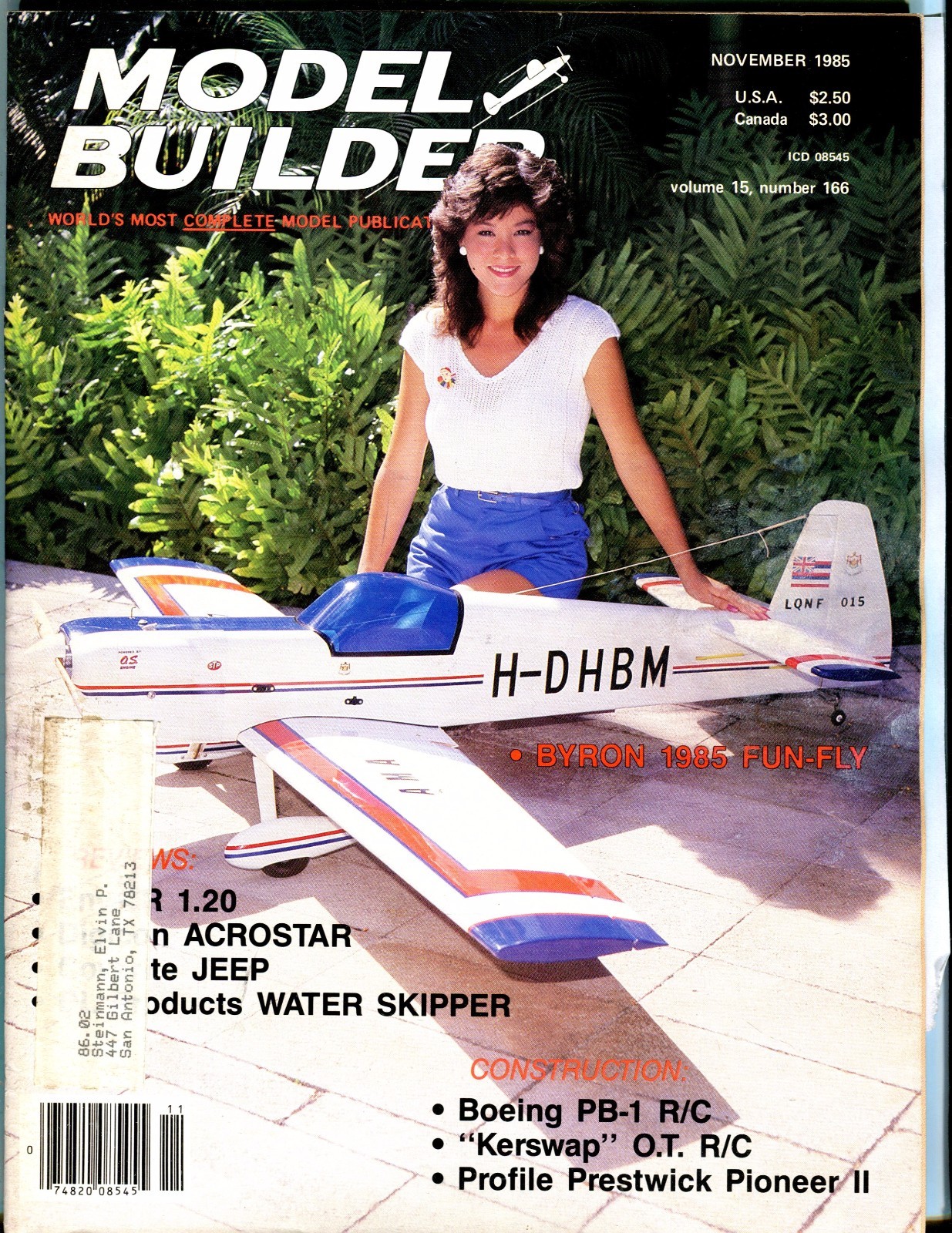 Model Builder Magazine November 1985 Boeing PB-1 R/C EX w/ML ...