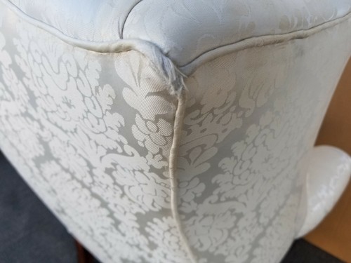 Vintage Chippendale Wingback White Brocade Satin Cotton and Down ...