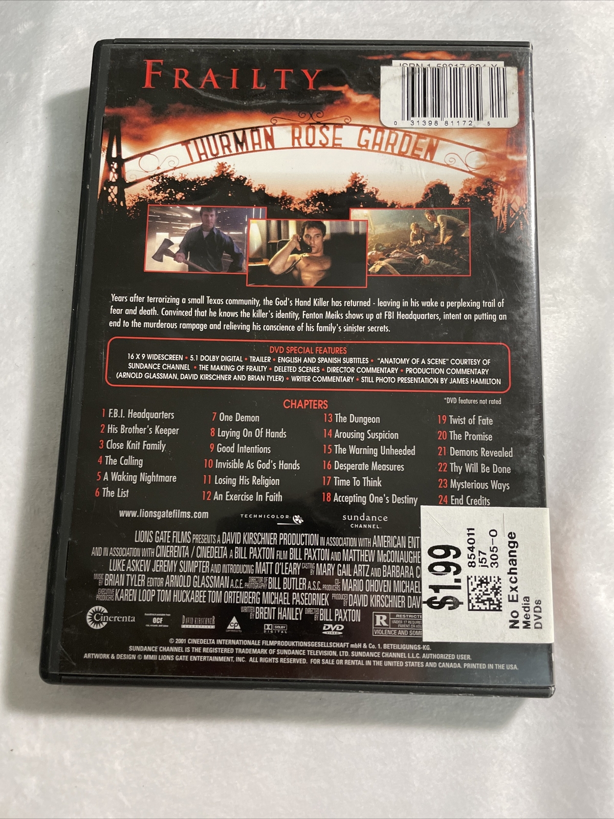 Frailty (DVD, 2001) 31398811725| eBay