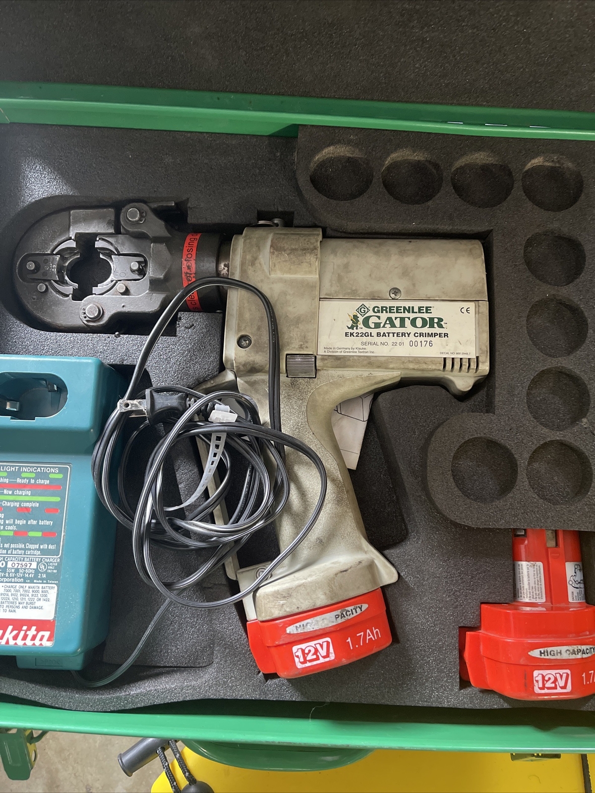Greenlee EK22GL Gator Plus 6 Ton Battery-Powered High-Speed Crimping ...
