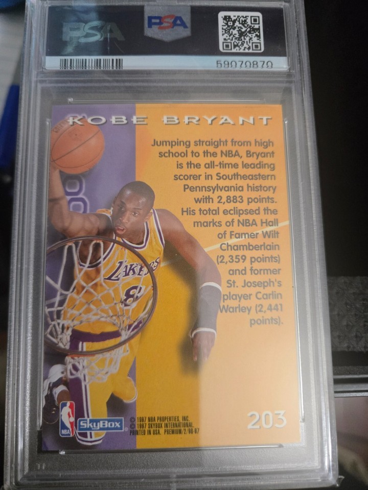 1996-97 Skybox Premium #203 Kobe Bryant PSA 10 Gem Mt Rookie RC | eBay