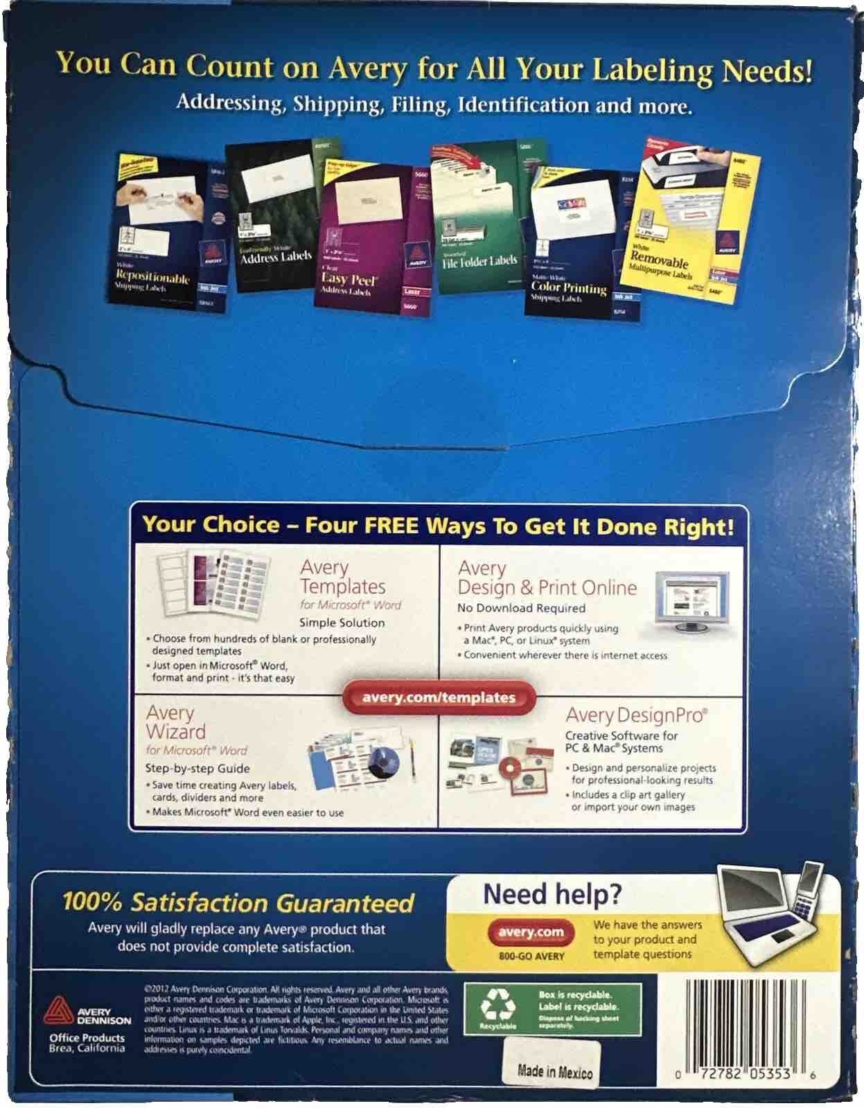 Avery Dennison Ave-5353 Copier Mailing Label - 8.5" Width X 11" Length ...