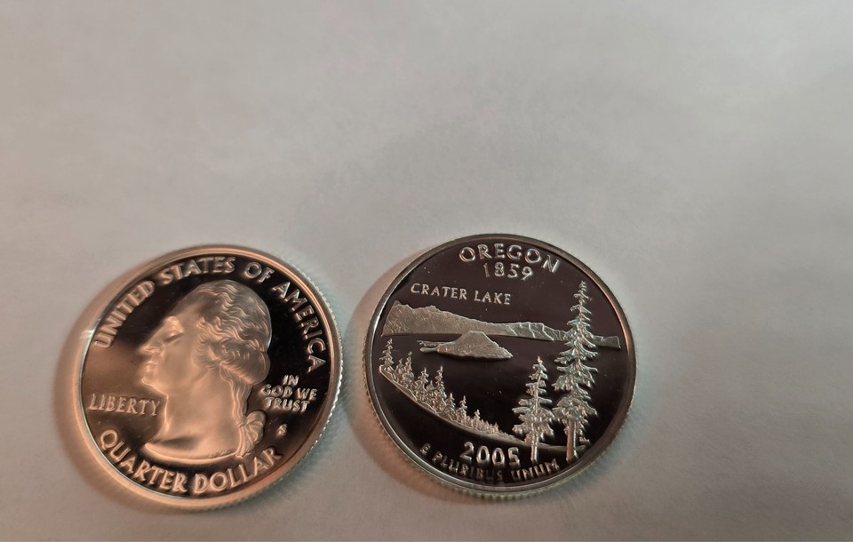 2005-S 25C Gem Proof 90% Silver Oregon Quarter Roll - 40 Coins | eBay