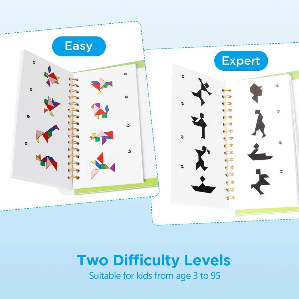 Travel Tangram Puzzle with 2 Sets Magnetic Plate-Montessori Shape ...