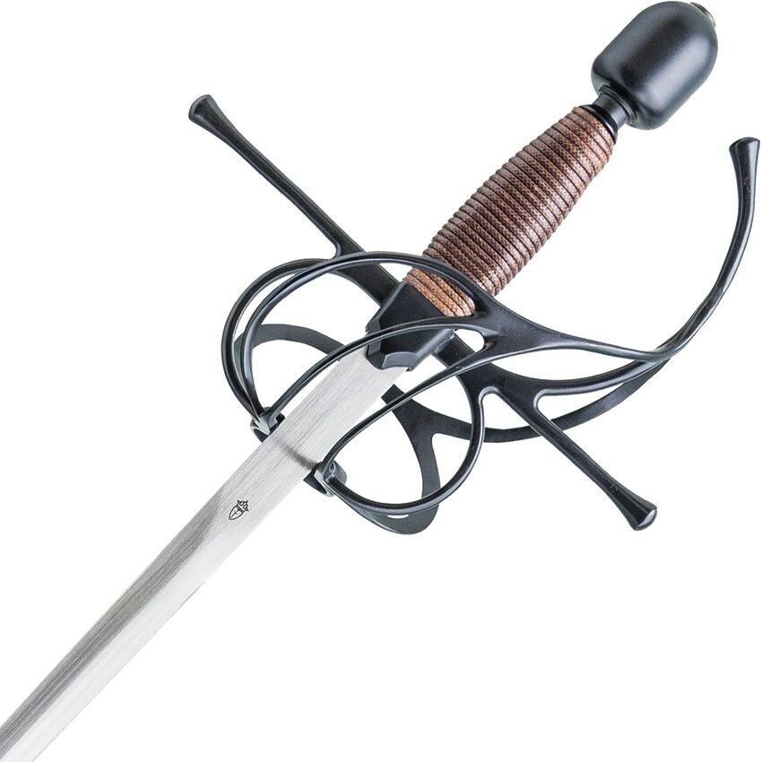 Kingston Arms Swept Hilt Rapier 37" Carbon Steel Blade Brown Cord ...
