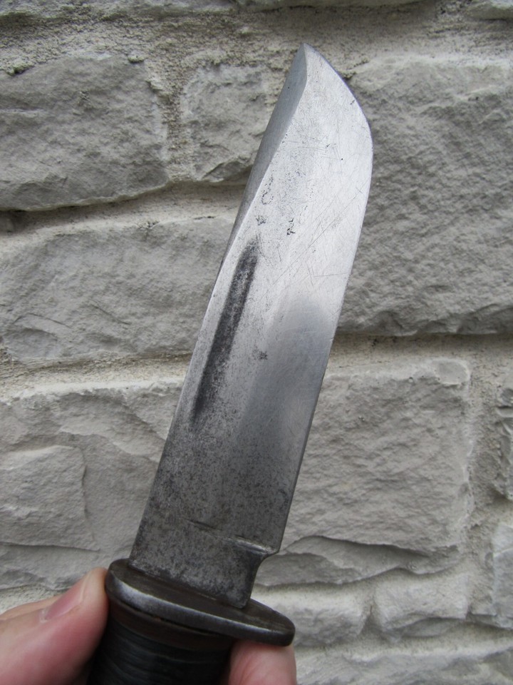 WW2 Cattaraugus 225Q Fixed Blade Stacked Leather Handle Fighting Knife ...