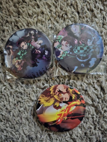 Demon Slayer Buttons Set Of 3 Rengoku, Nezuko, Tanjiro, Inosuke | eBay