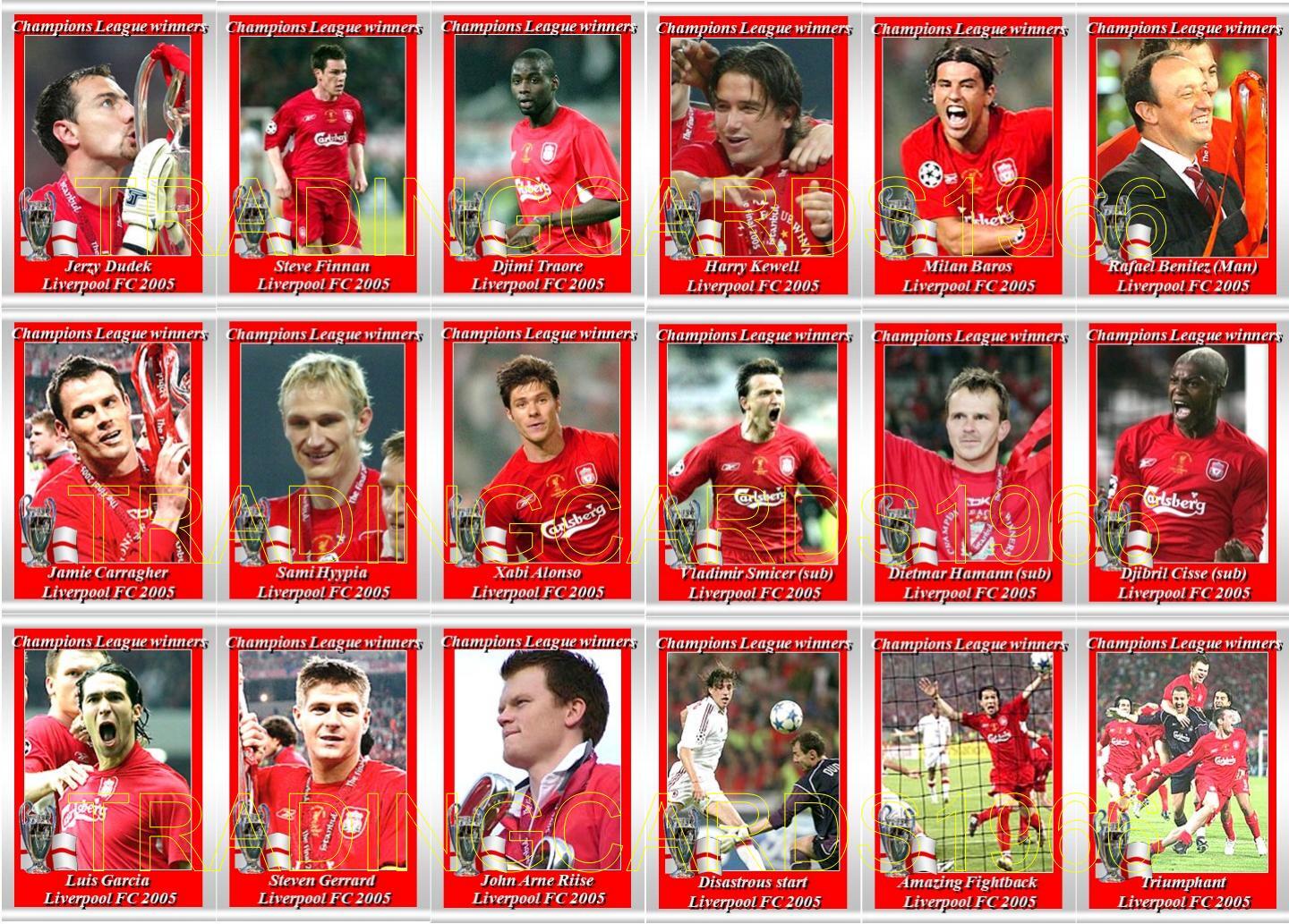 Liverpool European Champions League winners 2005 football trading cards ...