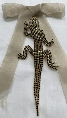 Crystal Pin. Made with Swarovski Crystals. Lizard. Gecko. 18KGP. | eBay