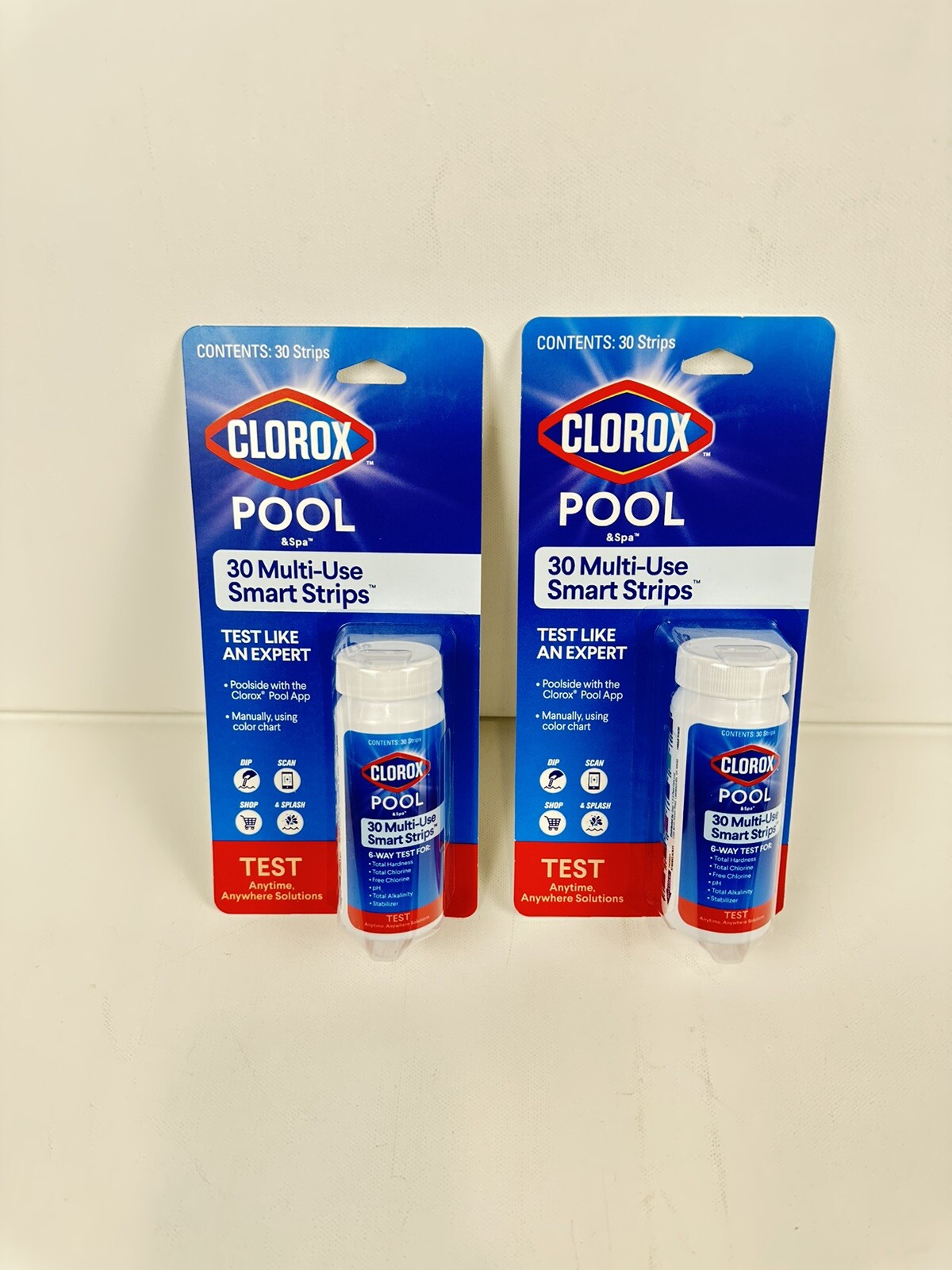 (2) Clorox Multi-Use Smart Strips Pool & Spa Water Test [60 Total ...