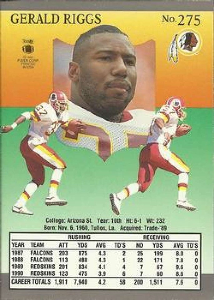 1991 Fleer Ultra #275 Gerald Riggs NM-MT Redskins | eBay